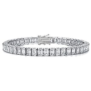 NYC Sterling Women Cubic Zirconia Emerald Eternity Bracelet 7.5 Inches