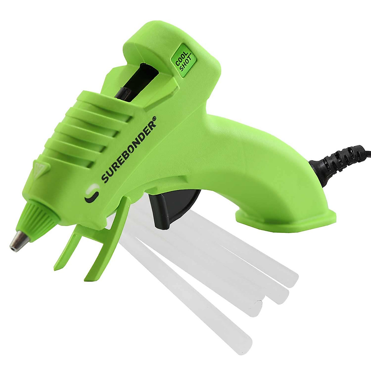 Surebonder Ultra Low Temperature Cool Shot Mini Glue Gun, Compact Size, Extra Safe at 10 Watts, Bonds Delicate Materials Like Paper, Fabric, Foam, Flowers, 12 Sticks Included (Plus Series KD-160FKIT)