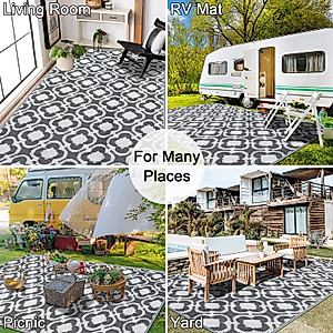 HEBE Outdoor Rug 4'x6'Waterproof Patio Mat Clearance Reversible Door Mats Plastic Straw Camp RV Tent Carpet Floral Area Rug for Camping,Backyard,Deck,Picnic,Beach,Trailer