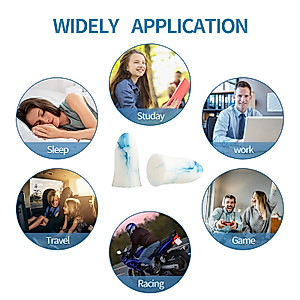 Ear Plugs for Sleeping Noise Cancelling - IMXIAO Reusable Soft Foam Earplugs Noise Reduction, Ultra Soft and Comfortable Earplugs for Sleeping,Snoring,Travel and All Loud Events,60 Pairs(Blue White)