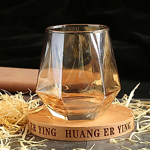 MOBEBI Wineglass,Glass,Diamond Shaped Glass Set of 2, Cute and Unique Barware, Style Glassware for Bourbon, Rum Glasses, Cocktail Glasses for Bar-pink-11oz/300ml (Color : Blue, Size : 11oz/300ml)