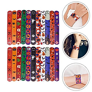 ibasenice 216 pcs Favors Props Slap Random Wrist Decors Wristbands Bracelets Spider Decors, Decorative Prop Kids Supplies Ghost for Photo Halloween Party Circle Snap Print Bands Novelty
