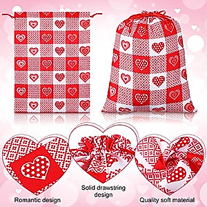 36 Pieces Large Wedding Drawstring Bags Heart Gift Wrapping Bags Candy Wedding Cookie Bags for Wedding Party Favors Bridal Shower, Assorted Sizes and Designs