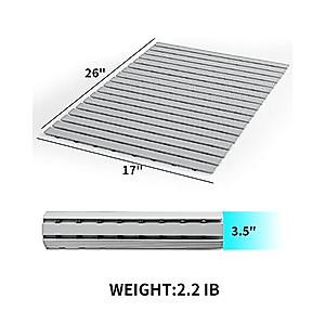 Shower-Mat Non Slip, PADOOR Heavy Duty Bathtub-Mat Curlable Quick Drain Sturdy Bath Tub Mat Without Suction Cups for Indoor Outdoor Use 17x26 Inch Grey