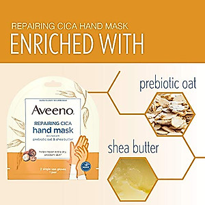Repairing CICA Foot Mask&Hand Mask with Prebiotic Oat and Shea Butter, for Extra Dry Skin, Paraben-Free and Fragrance-Free, 1 ea