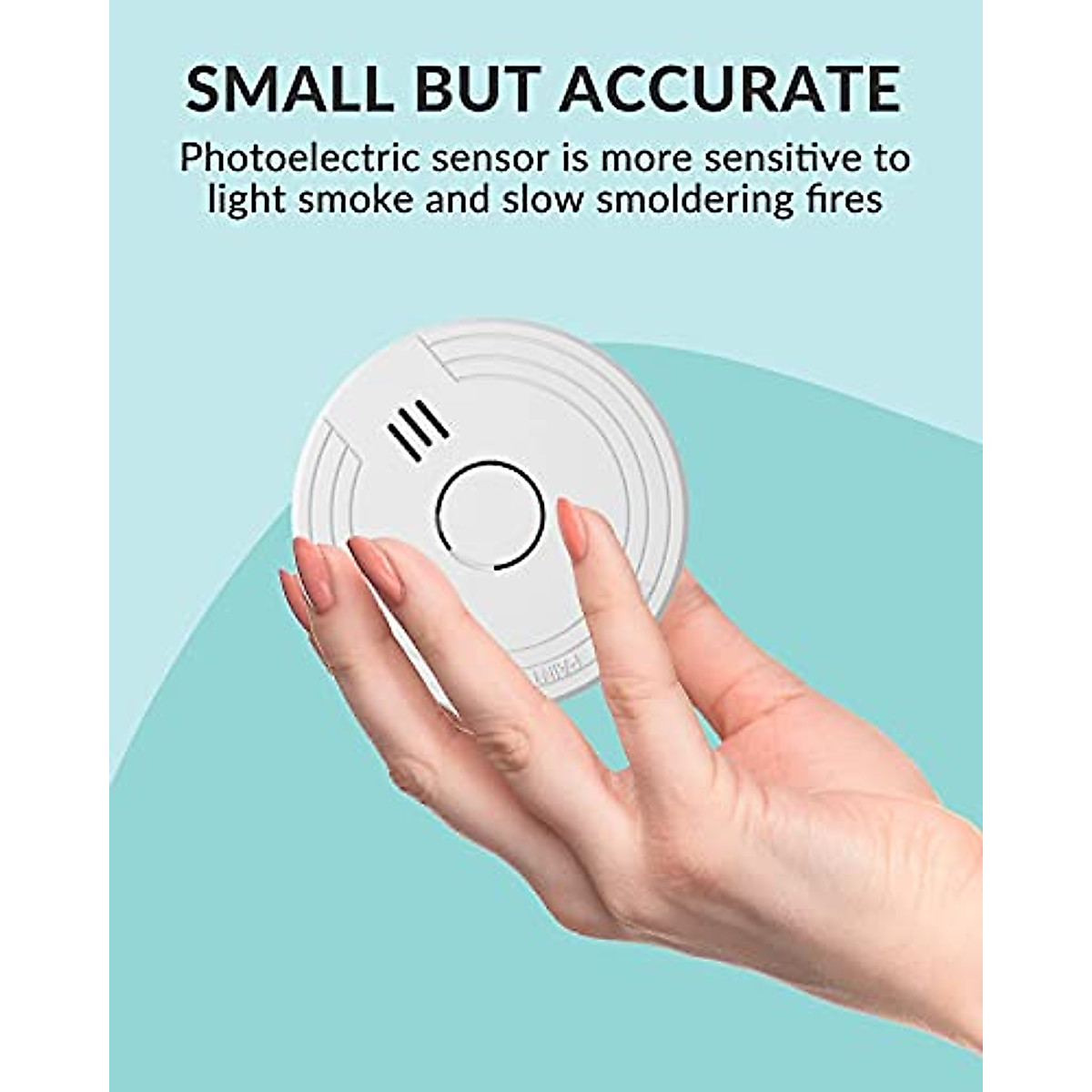 Ecoey Smoke Detector Fire Alarm with Photoelectric Technology, Fire Detector with Test Button and Low Battery Signal, Fire Alarm for Bedroom and Home, FJ136GB, 1 Pack Small