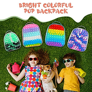 Powshinno Pop Mini Backpack Purse for Girls Boys Bag Fidget Pop Party Favors Birthday Gif Bag School Shoulder Bag(Purpleblue,Large)