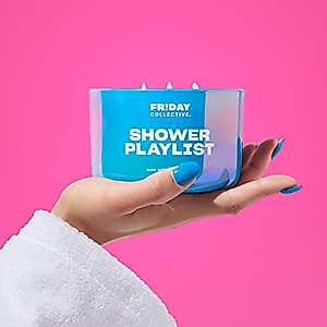 Friday Collective Shower Playlist Candle, Fresh & Clean Scented, Made with Essential Oils, 3 Wicks, 13.5 oz