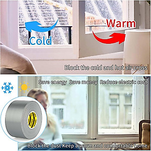 MILEQEE Cloth Duct Window Seal Strip Tape for Winter, 2.75in x 66FT, Weather Stripping Sealing Insulation Tape for Windows and Door, Easy Tear Sealer Draft Blocker Silver