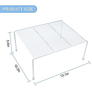 Set of 6 Mesh Kitchen Shelves Cabinet Storage Shelf Rack (13.1 x 10.2 Inch) ，Kitchen Bathroom Pantry Cupboard Desk Home Office, Fridge, Cabinet, Bathroom Cupboard, Non-slip Plastic Feet (White)
