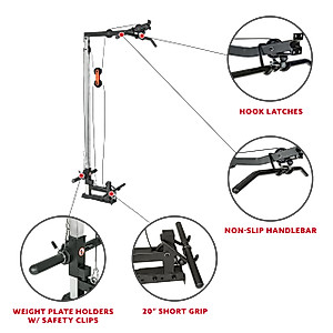 Sunny Health & Fitness LAT Pull Down Attachment Pulley System for Power Racks – SF-XF9927
