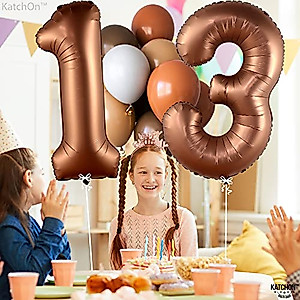 KatchOn, Coffee Brown 13 Balloon Numbers - 40 Inch | Giant, Number 13 Balloons for 13th Birthday Decorations for Girls | 13th Birthday Decorations for Boys | Official Teenager Birthday Decorations