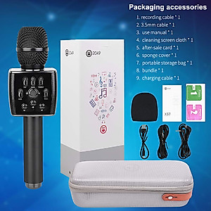 2049 X37 12w Cardioid Dynamic Karaoke Microphone, Adult Kid Handheld Wireless Bluetooth Karaoke Machine for Home/Carpool/Party/Classroom/Outdoor Compatible with Smart phone/PC/PAD/Car Speaker/TV