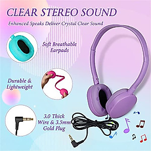 OSSZIT Kids Headphone Bulk 24 Pack Multi Color for Classroom School,Wholesale Durable Earphones Class Set for Students Teens Children and Adult 12 Colourful (24 Mixed)