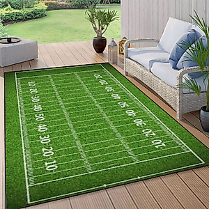 PeeNoke American Football Field Area Rug Outdoor Patio Rug Play Mat Floor Mat Modern Carpet Non-Slip Home Decor Living Room Bedroom Nursery, 6x9 ft