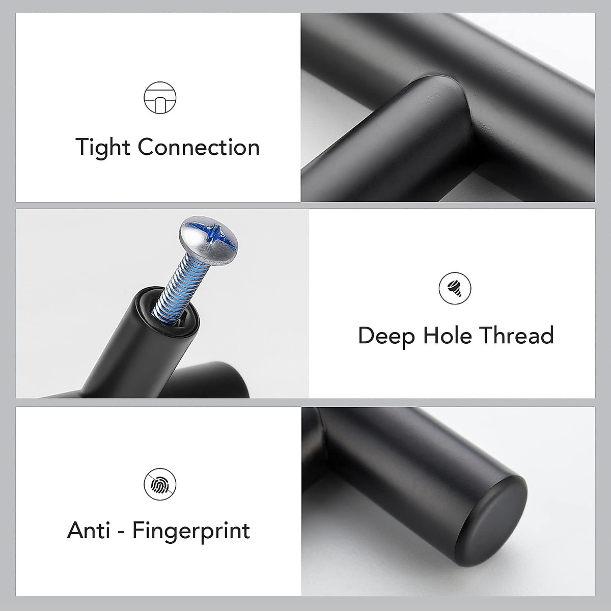 Home Expert 5 Pack 10 Inch Black Cabinet Handles Matte Black Cabinet Pulls Black Dresser Drawer Pulls Stainless Steel Kitchen Cabinet Handles Matte Black 10-1/2 Inch Overall Length