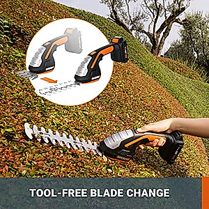 WORX 20V 8" Cordless Shrubber Trimmer Grass Shear WG801.1 Shurb Shear, PowerShare, 1*2.0Ah Battery & Charger Included (Only one 8" shrubber Blade)