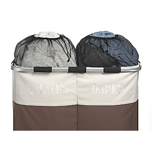 Whitmor Easycare Double Laundry Hamper - Lights and Darks Separator - Java