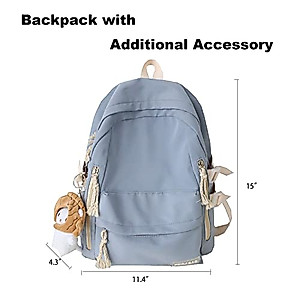 KOWVOWZ Kawaii Backpack Cute Bags Water Repellent Casual Travel Holds 14 Inch Laptop Backpack for Woman School Student Gift (Blue), One Size