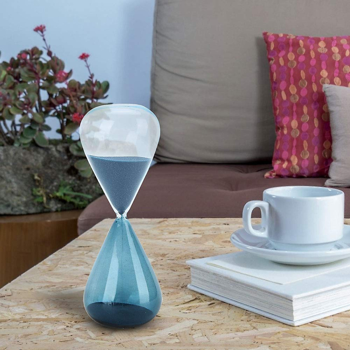 Hourglass Clock Blue Sand Timer, Innovative Cone Shape Unique Sand Clock Timer Glass Birthday Gift Office Kitchen Decor Table Ornament(S)