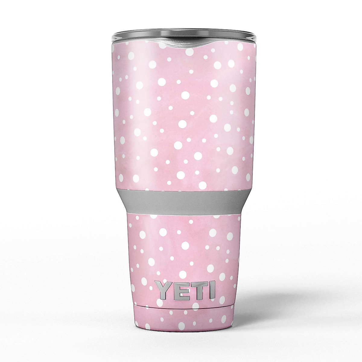 Design Skinz The Pink Watercolor Surface with White Polka Dots - Skin Decal Vinyl Wrap Kit compatible with the Yeti Rambler Cooler Tumbler Cups