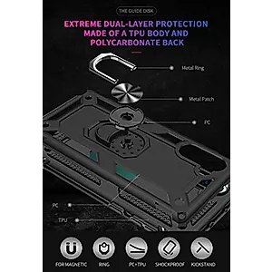 Samsung Galaxy Note 10 Case, Note10 Case with HD Screen Protectors, Androgate Military-Grade Metal Ring Holder Kickstand 15ft Drop Tested Shockproof Cover Case for Samsung Note 10 (2019) Black