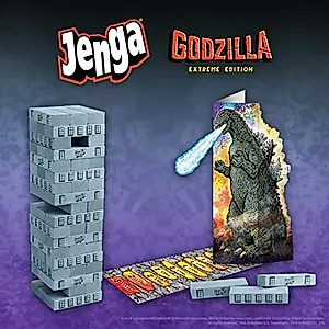 Jenga: Godzilla Extreme Edition | Based on Classic Monster Movie Franchise Godzilla | Collectible Jenga Game | Unique Gameplay Featuring Movable Godzilla Piece