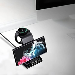 Wireless Charger for Samsung Galaxy S22 Ultra, Samsung Charging Station with Clock for Galaxy S23 Ultra/S21/S20/Z Flip3/Note 20, Samsung Watch Charger for Galaxy Watch 5/5Pro/4/3/Active 2, Buds 2/Pro