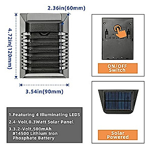 Solar Outdoor Fence Lights Warm White, Solar Wall Lamps Outdoor Waterproof Lights for Waterproof Garden Lights Wall, Stair, Pool (4 Pack)…