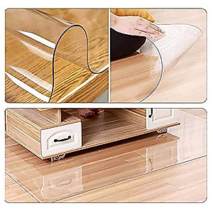 Clear PVC Desk Chair Mat 2mm Transparent Floor Protection Pad Door Mat,Household Waterproof Non-slip Mat,for Hard Floors Table Cloth Protector, 40/50/60/70/80/90/100/110/120cm wide,100-500cm for Offic