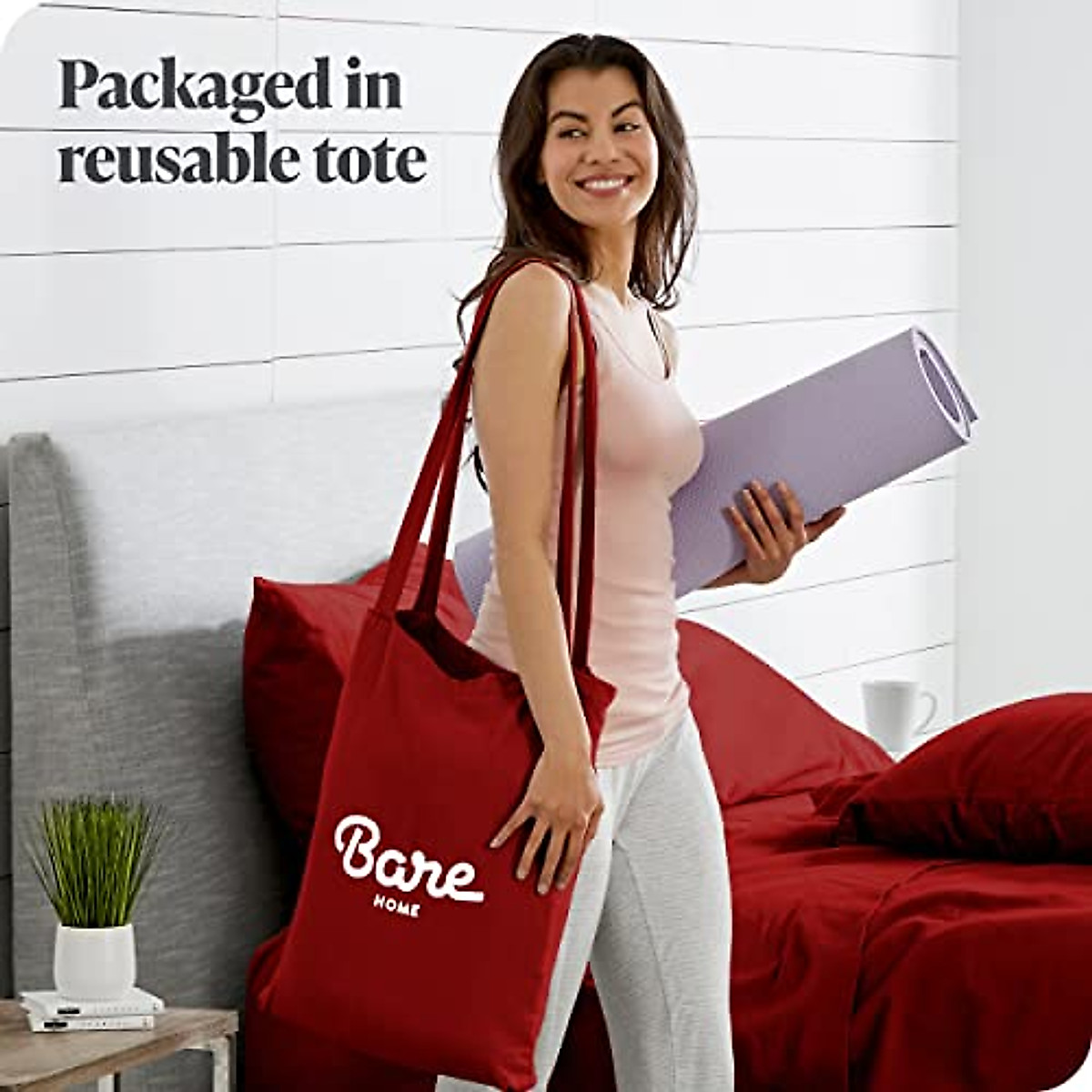 Bare Home Flannel Duvet Cover - Twin/Twin Extra Long - 100% Cotton, Velvety Soft Heavyweight Premium Flannel, Double Brushed - Includes Sham Pillow Covers (Twin/Twin XL, Red)