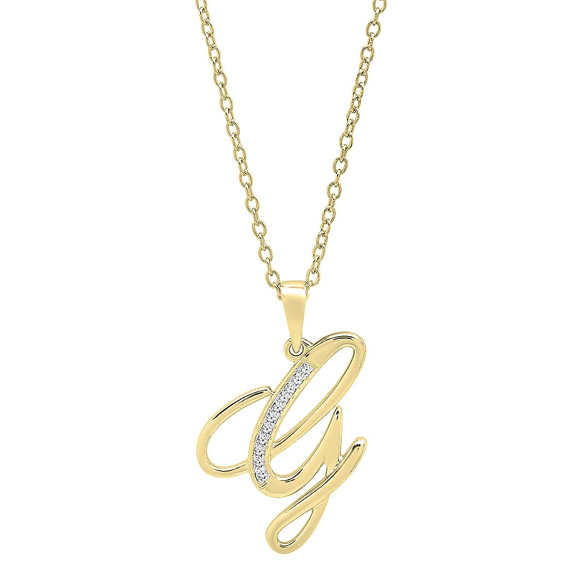 Dazzlingrock Collection 0.05 Carat (ctw) 18K Round Diamond Fancy Letter 'G' Initial Pendant, Yellow Gold