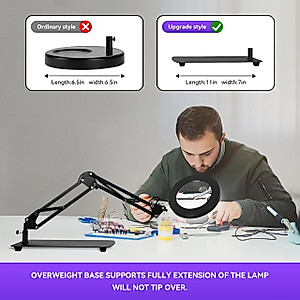 2-in-1 Magnifying Glass with Light and Stand,10X Magnifying Lamp with 3 Color Modes,Dimmable LED Lighted Magnifier Lamp & Clamp for Repair Reading,Crafts,Painting,Close Works (Black-3)