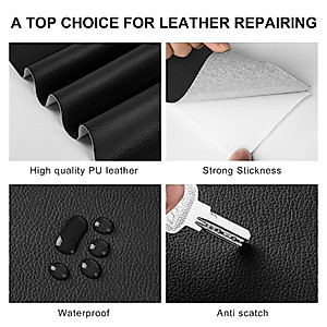 YAFLC Leather Repair Patch for Furniture, 4" x 63" Self Adhesive Leather Repair Kit Vinyl Repair Tape for Car Seat Sofa Jackets Couches Chair Black