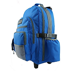 Deluxe Wheeled Rolling Backpack for School with Premium Sturdy Wheels Royal