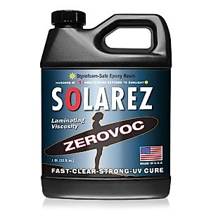 Solarez UV Cure ZEROVOC Low Viscosity Epoxy Resin (pint) Tough, Yet Flexible, Non-Yellowing, Cures in 3 Mins! ~ Epoxy, Poly and Styrofoam Safe! Fast Fiberglass Wetting! Eco Friendly! Made in The USA!