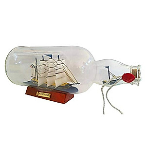 Hampton Nautical Flying Cloud Ship in a Bottle, Blue, 11"
