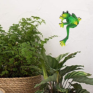 LIFFY Metal Frog Wall Decor Garden Frog Outdoor Decor Indoor Room Home Glass Wall Art Hanging Decorations Fence Decorative Ornaments Outside for Porch,Patio,Yard