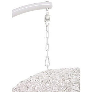 Zuri Furniture Modern Shore White Basket Swing Chair Khaki Cushion with Stand