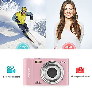Andoer Portable Digital Camera 48MP 2.7K 2.88-inch IPS Screen 16X Zoom Auto Focus Self-Timer 128GB Extended Memory Face Detection Anti-Shaking with 2pcs Batteries Hand Strap Carry Pouch