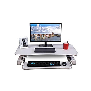 ApexDesk ZT Series Height Adjustable Sit to Stand Electric Desk Converter, 2-Tier Design with Large 36x24 Upper Work Surface and Lower Keyboard Tray Deck (Electric Riser, White)