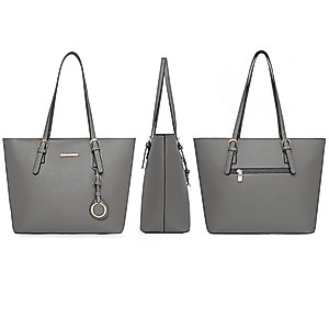Montana West Tote Handbag for Women Vegan Leather Shoulder Bag Large and Medium 2PCS Purses Set MWC2-030GY