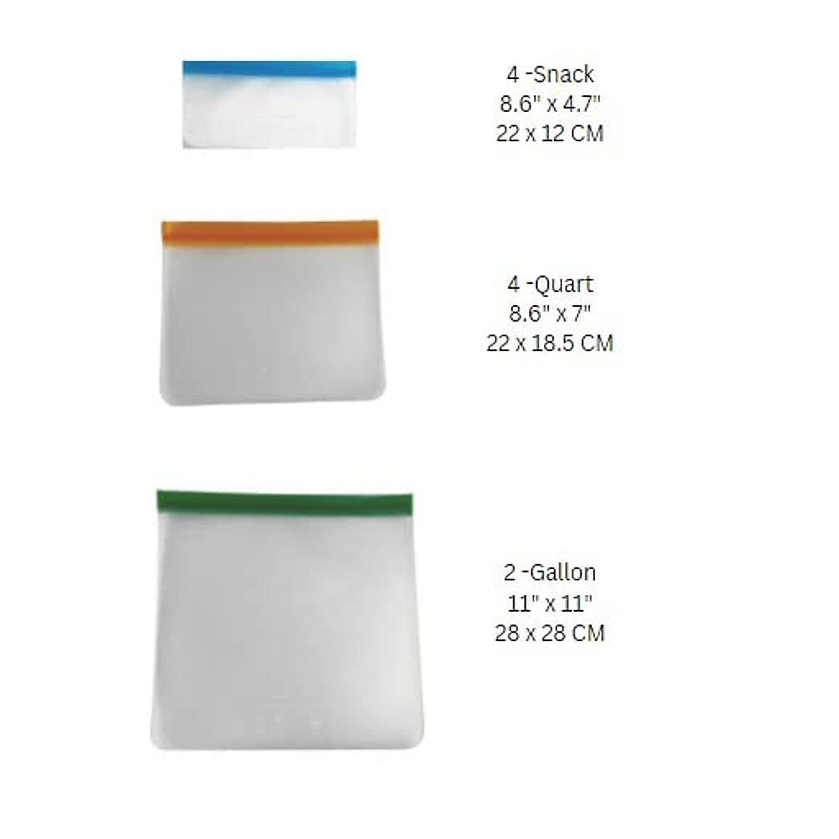 EcoHome Essentials Reusable Food Storage Flat Bags - 10 Pack, BPA Free, Leakproof, Freezer Safe, FDA Food Grade, 2 Gallon+4 Sandwich+4 snack