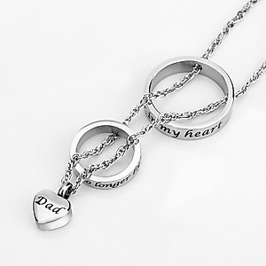 XIUDA Urn Necklace for Ashes No Longer by My Side, Forever in My Heart Carved Locket Cremated Ashes Necklace