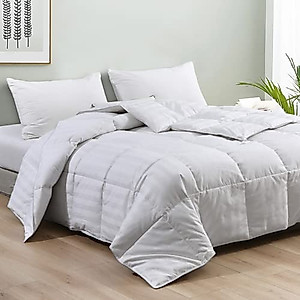 Dreamhood Lightweight Goose Feather Down Comforter Queen Size, White Down Duvet Insert Full Bedding Comforter, 100% Cotton Shell 90 X 90 Inches