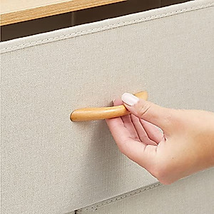 mDesign 30.9" High Steel Frame/Wood Top Storage Dresser Furniture Unit with 7 Removable Fabric Drawers - Large Bureau Organizer for Bedroom, Living Room, Closet - Cream/White