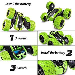 Bottleboom Remote Control Car,4WD Double Sided 360° Rotating RC Car with Headlights, Stunt Car Toy, Kid's Toy Gift Cars for 6 7 8 9 10 11 12 Years Old Boys