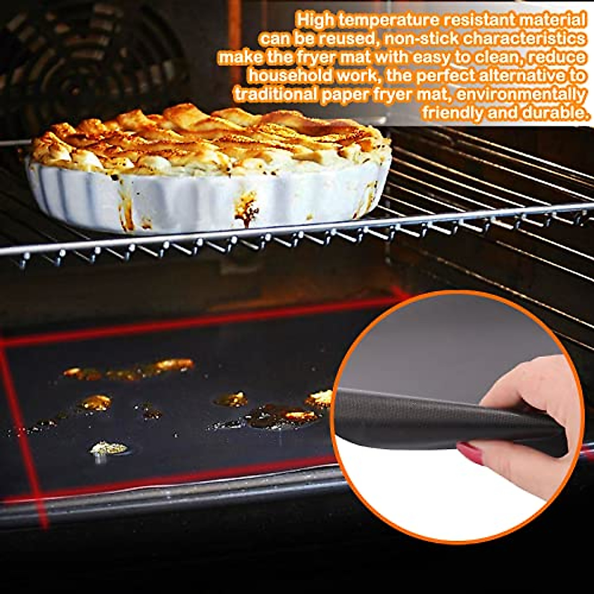 Palksky Air Fryer Oven Liners 4 PCS Compatible with Ninja Foodi SP101 SP201 SP301, Non-Stick Air Fryer Toaster Oven Mat(14 * 12inch) Reusable Microwave Bottom of Gas & Electric Oven Baking Mat