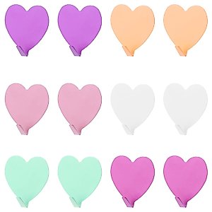 SXoonKing 12 Pack Heart Shaped Adhesive Hooks,Decorative Wall Hook,Boho Wall Hooks,Decorative Wall Hook, Hook for Shower Wall,Cute Hooks for Keys Towel Home Kitchen Bathroom Office Classroom