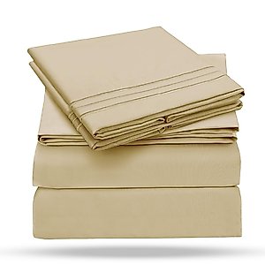 Leluxe Home Twin Sheets Set of 3-100% Microfiber Twin Size Sheets with Extra Soft and Wrinkle Free Sheet Set with Deep Pockets